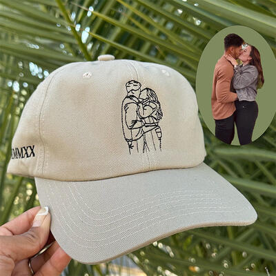 Personalized Hat Custom Embroidered Couple Portrait Line Design Perfect ...