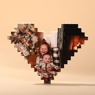 Custom Building Block Puzzle Personalised Photo Block Heart Shape ...
