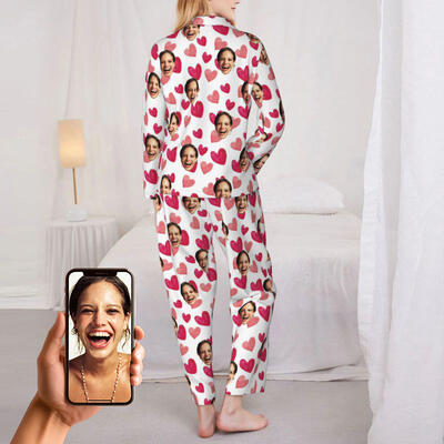 Personalized Pajamas Custom Photo Pink Love Heart Style Design Vibrant ...
