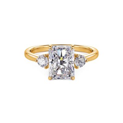 "Every Moment with You" Radiant Cut Three Stone Engagement Ring | She ...