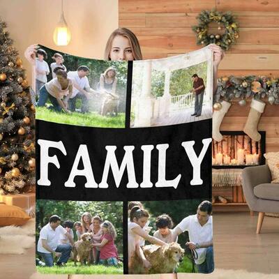 Personalized Photo Blankets Custom Family Love Blanket With 4 Photos ...