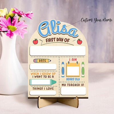 Personalized Name First Day Of School Sign with Apples Pattern Cute ...