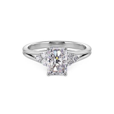 "My Greatest Statement" Radiant Cut Cluster Side Stone Engagement Ring ...