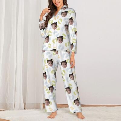 Personalized Pajamas Custom Kids Face Photo Cute Footprints Design ...