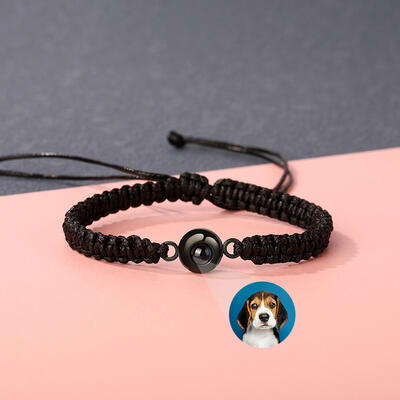 Personalized Braided Black Rope Photo Projection Bracelet Sweet Cool ...