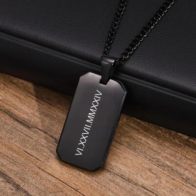 Personalized Dog Tag Necklace Custom Roman Date Gift For Anniversary ...