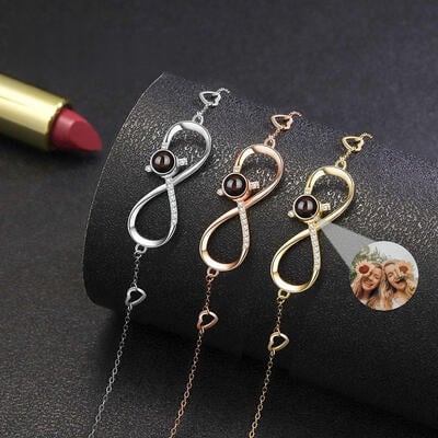 Sterling Silver Personalized Picture Projection Bracelet with Heart ...