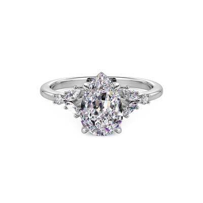 "The Love We Share" Pear Cut Cluster Side Stone Engagement Ring | She ...