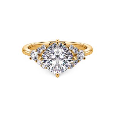 "An Echo of Beginning" Cushion Cut Cluster Side Stone Engagement Ring ...