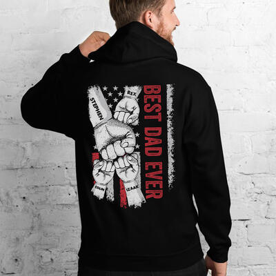 Personalized Hoodie Best Dad Ever with Fist Bump Custom Names Cool ...