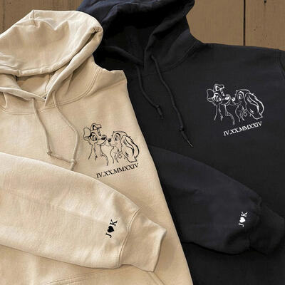 Personalized Hoodie Lady and The Tramp with Custom Roman Numeral Date ...