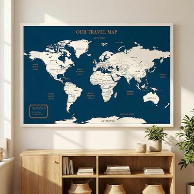 Personalized Travel Map Canvas Wall Art Push Pin World Map Design ...