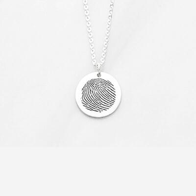 Personalized Fingerprint Jewelry Round Disc Necklace Engraved Names ...