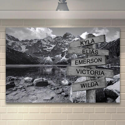 Personalized Name Canvas Wall Art with Lake Pattern Creative Present ...