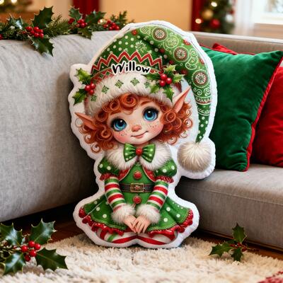 "Christmas Elf" Personalized Cartoon Pillow Custom Name Exquisite ...