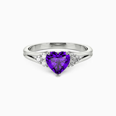 "Two Souls One Heart" 0.8ct Heart Cut Cluster Side Stone Engagement ...