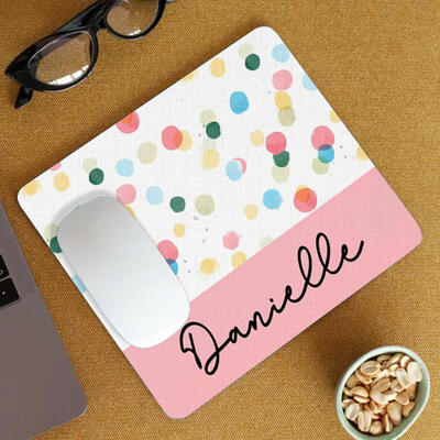 Personalized Name Mouse Pad with Colorful Dots Pattern Beautiful Gift ...