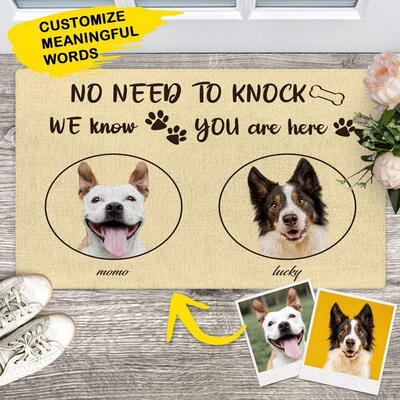 “No Need To Knock” Custom Pet Photo Face Floor Mat - Drawmade.com