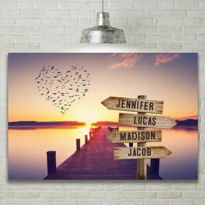 Personalized Name Canvas Wall Art Beautiful Sunset Best Present for ...