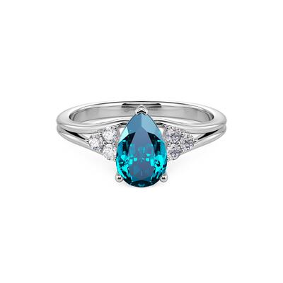 "Promise Kept" Pear Cut Cluster Side Stone Engagement Ring | She Said Yes