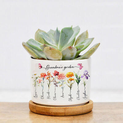 Personalized Name Flower Pot with Custom Floral Special Present for Mom ...