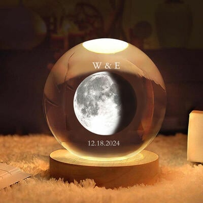 Personalized Moon Phase Crystal Ball Night Light Home Decor Couple Gift ...