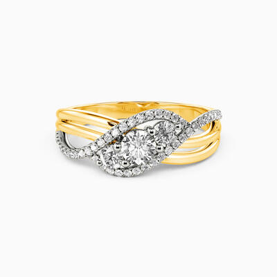 "Rainbow Bridge" Round Cut Three Stone Engagement Ring | She Said Yes