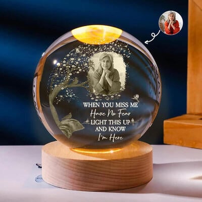 Personalized Picture Crystal Ball Night Light with Birds Pattern ...