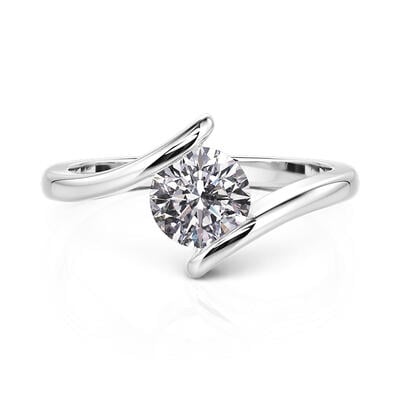 Jeulia Simple Bypass Custom Round Solitaire Ring - Jeulia Jewelry
