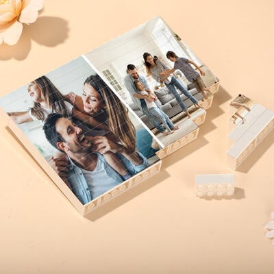 Personalized Building Block Puzzle Custom 2 Photos Brick Rectangle for ...