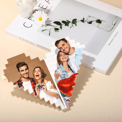 Custom Building Block Puzzle Personalised Photo Block Heart Shape for ...