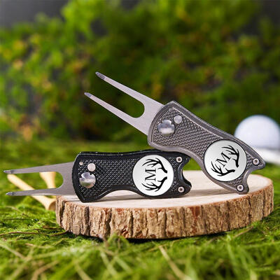Custom Golf Divot Repair Tool with Antler Icon Folding Green Fork with ...