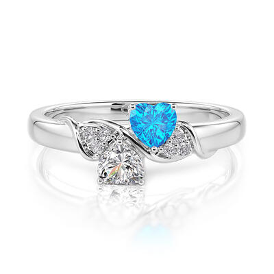 Jeulia Wave Line Custom Two Heart Promise Ring - Jeulia Jewelry