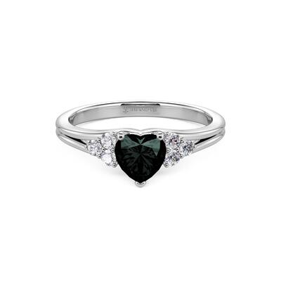 "Two Souls One Heart" 0.5ct Heart Cut Cluster Side Stone Engagement ...