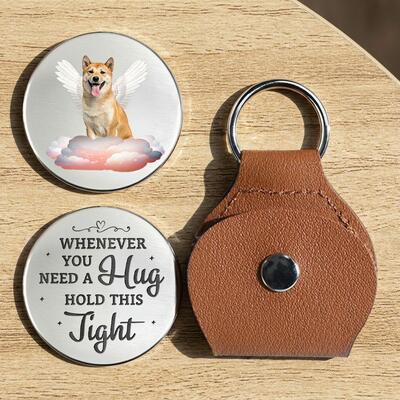 Personalized Leather Keychain Pocket Hug Add Photo Sympathy Keepsake ...