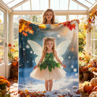 Personalized Face Portrait Blanket with Butterfly Elf Design Beautiful ...