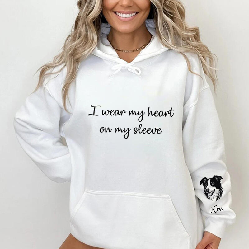 Personalized Hoodie with Custom Pet Picture and Name On The Sleeve ...