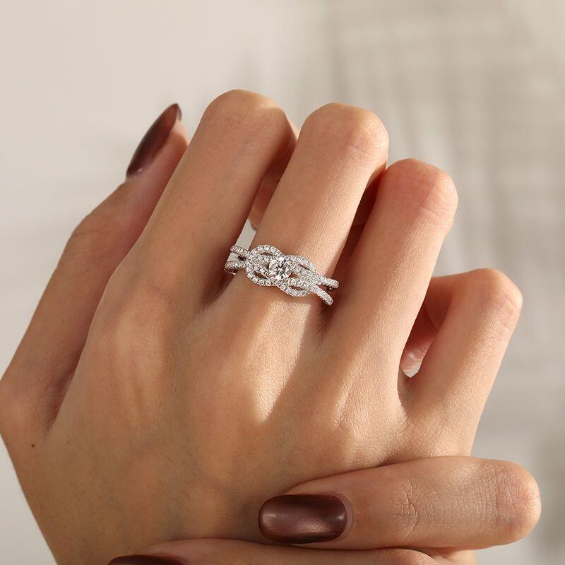 Jeulia Classic Knot Round Cut Promise Ring Sterling Silver - Jeulia Jewelry