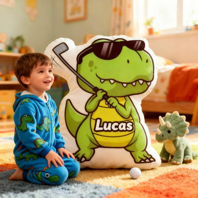 Personalized Throw Pillow Cute Dinosaur Theme Golf Ball Print Pillow ...