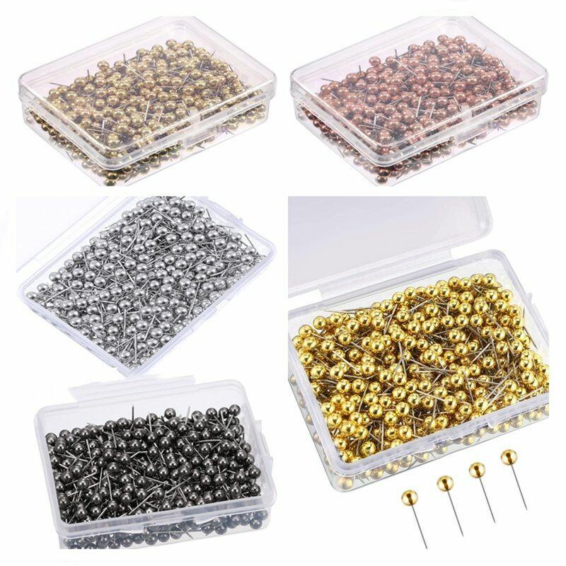 Map Push Pins Round Head Tacks with Stainless Point Metallic Finish ...