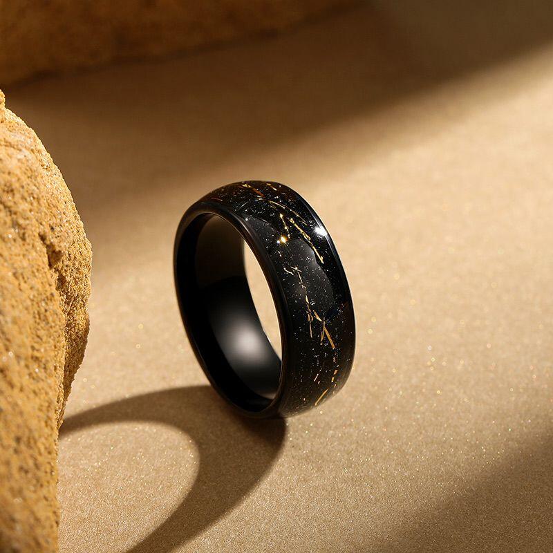Jeulia Sparkle Black & Gold Tungsten Wedding Band for Men - Jeulia Jewelry