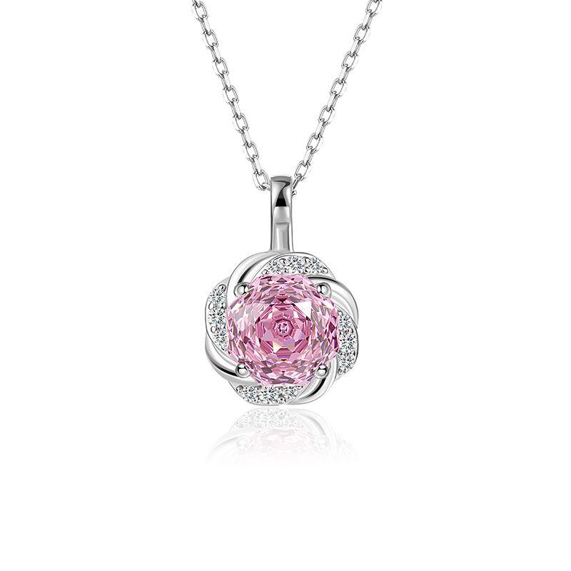 Jeulia Rose Cut Pink Necklace Sterling Silver - Jeulia MY