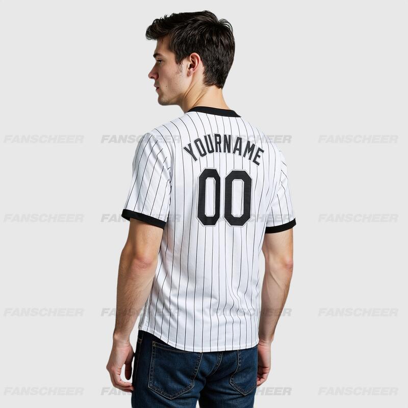Custom White Black Pinstripe Jersey with Personalized Number and Team ...