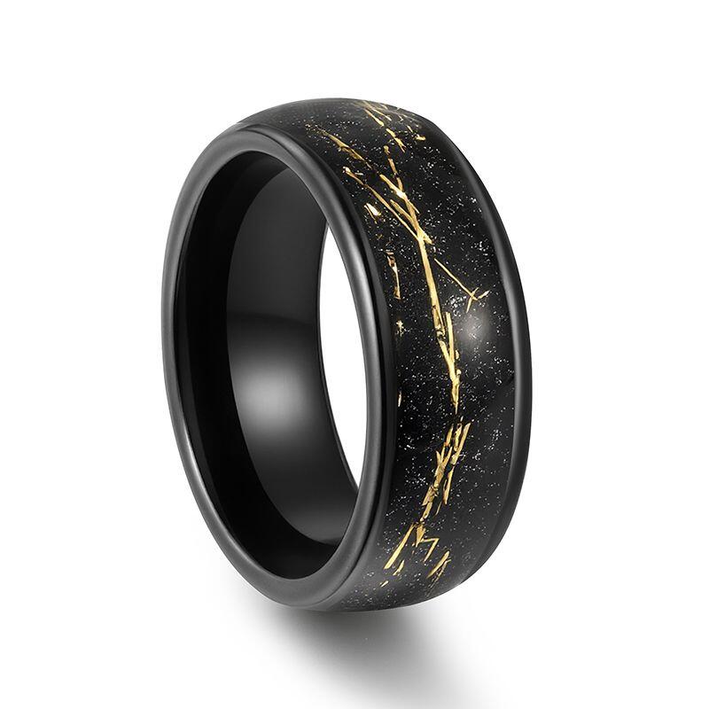 Jeulia Sparkle Black & Gold Tungsten Wedding Band for Men - Jeulia Jewelry