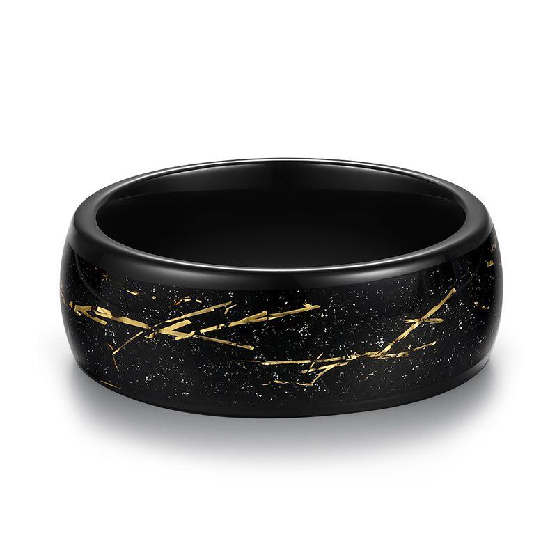 Jeulia Sparkle Black & Gold Tungsten Wedding Band for Men - Jeulia Jewelry