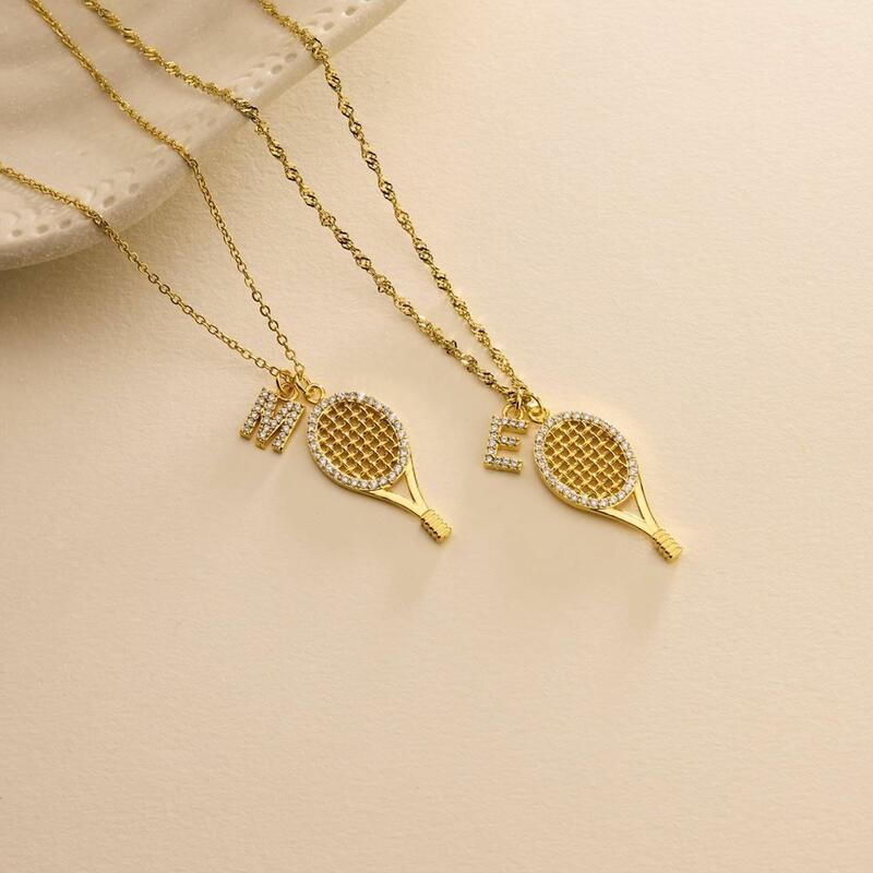 Custom Tennis Racket Pendant with Initial Charm Jewelry Gifts for ...
