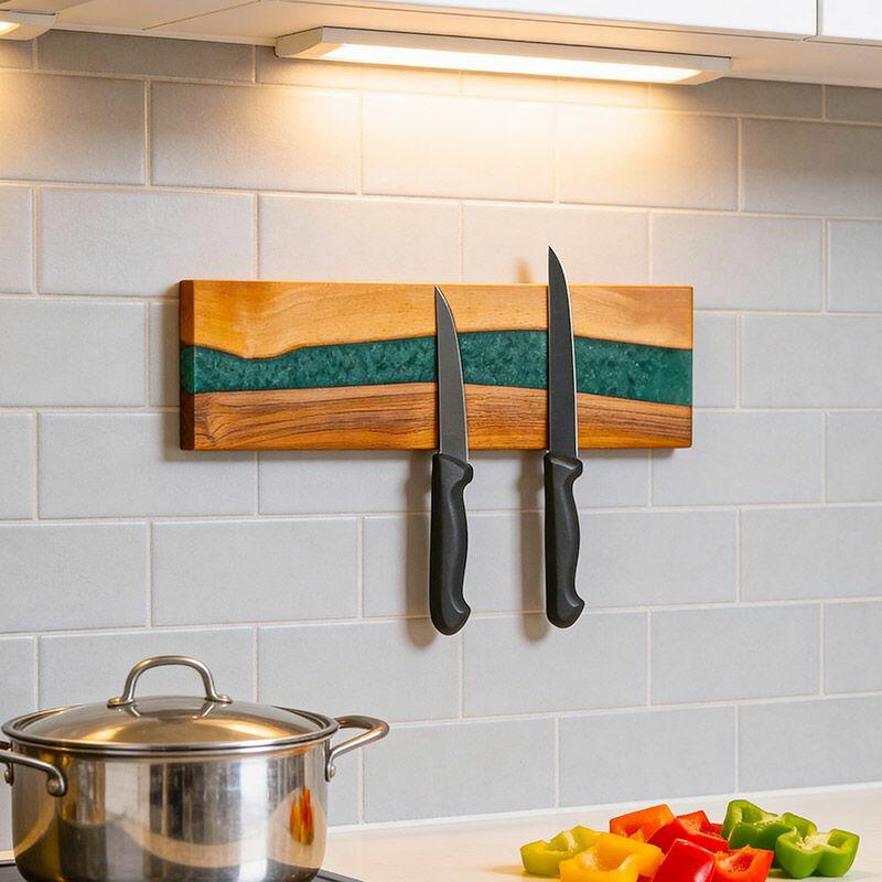 Simple Verdant Resin-Wood Wall-Mounted Magnetic Knife Holder ...
