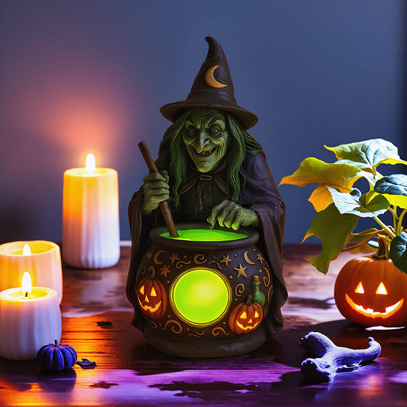 Reslol Spooky Witch-Inspired Resin Lamp for Halloween Decor - Reslol