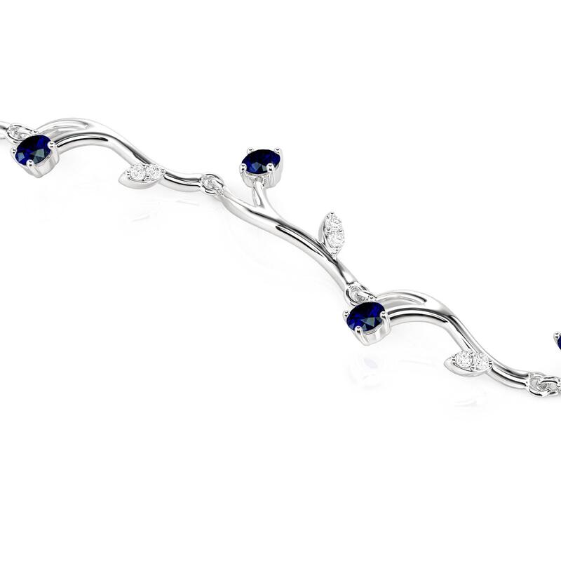 Jeulia Elegant Floral Leaf Bracelet with Sapphire Blue Stone - Jeulia ...