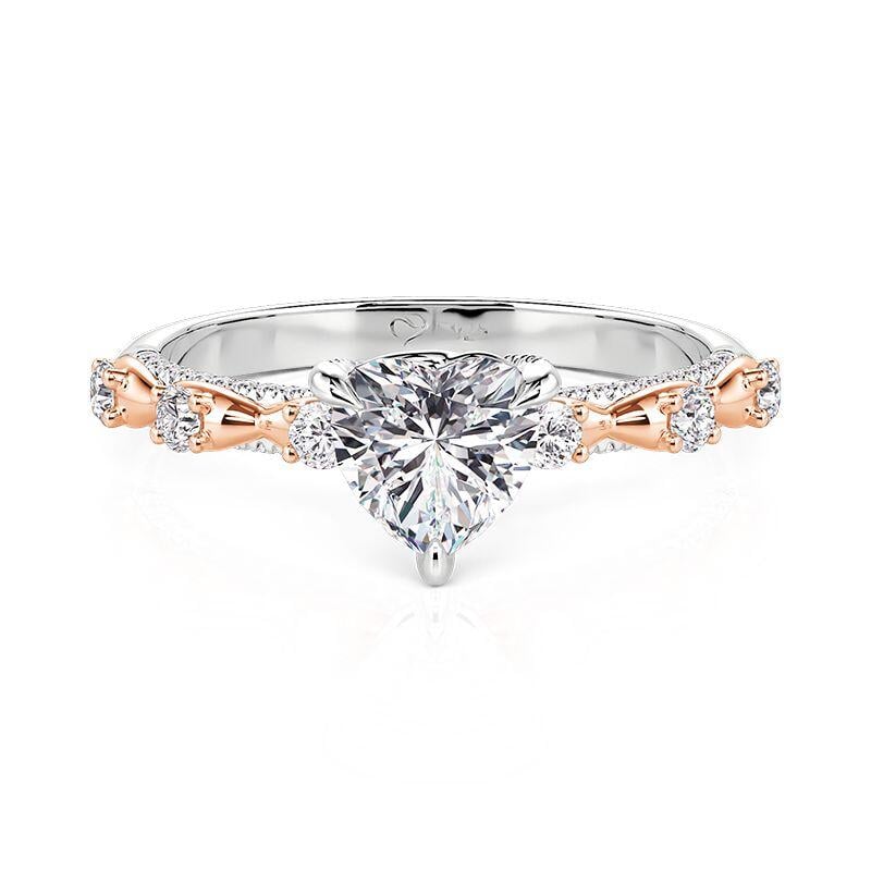 Jeulia Two Tone Bow Heart Shaped Engagement Ring - Jeulia Jewelry